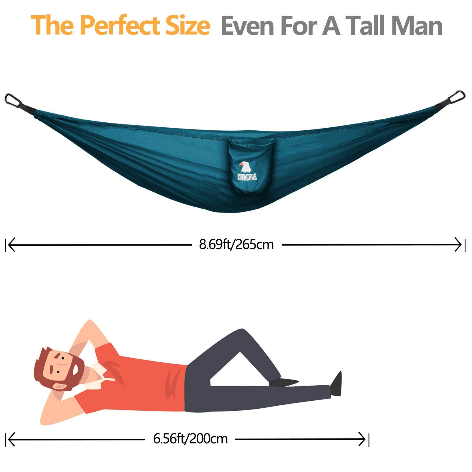 Covacure Camping Hammock - Lightweight Portable Hammocks with 2 Tree Straps, Outdoor Hammock for Indoor, Hiking, Camping, Backpacking, Travel, Garden, Beach