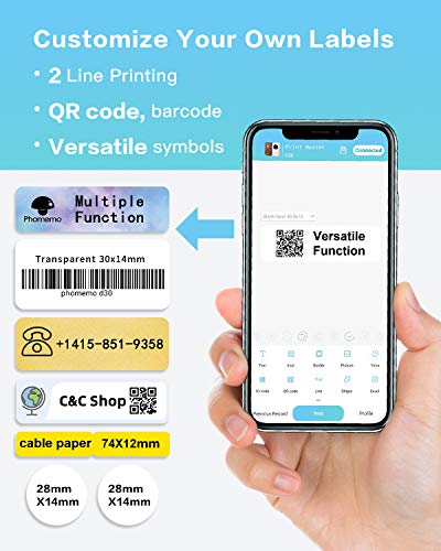 Phomemo Label Maker Machine with Tape D30 Label Makers Portable Bluetooth Mini Labeler,Phone Support,Easy to Use,for Android iOS,Gift for Women Men,Organization Decoration(USB Rechargeable)-Turquoise