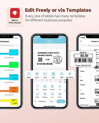 Phomemo Label Printer - M110 Thermal Label Printer, Upgraded Bluetooth Portable Label Maker for Product, Address, Small Business, Sticker, Home, DIY for Phone/Tablet/PC/Mac, with 100 Labels, Baby Pink