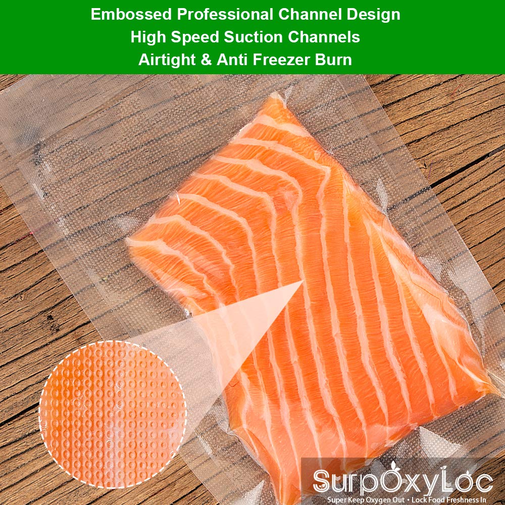 SurpOxyLoc (Total 200 Feet) 4 Pack 11x50 Vacuum Sealer Bags Rolls with BPA Free and Puncture Prevention, Seal a Meal Bags Rolls Work with Any Types Sealer Machine,Great for Sous Vide Cooking