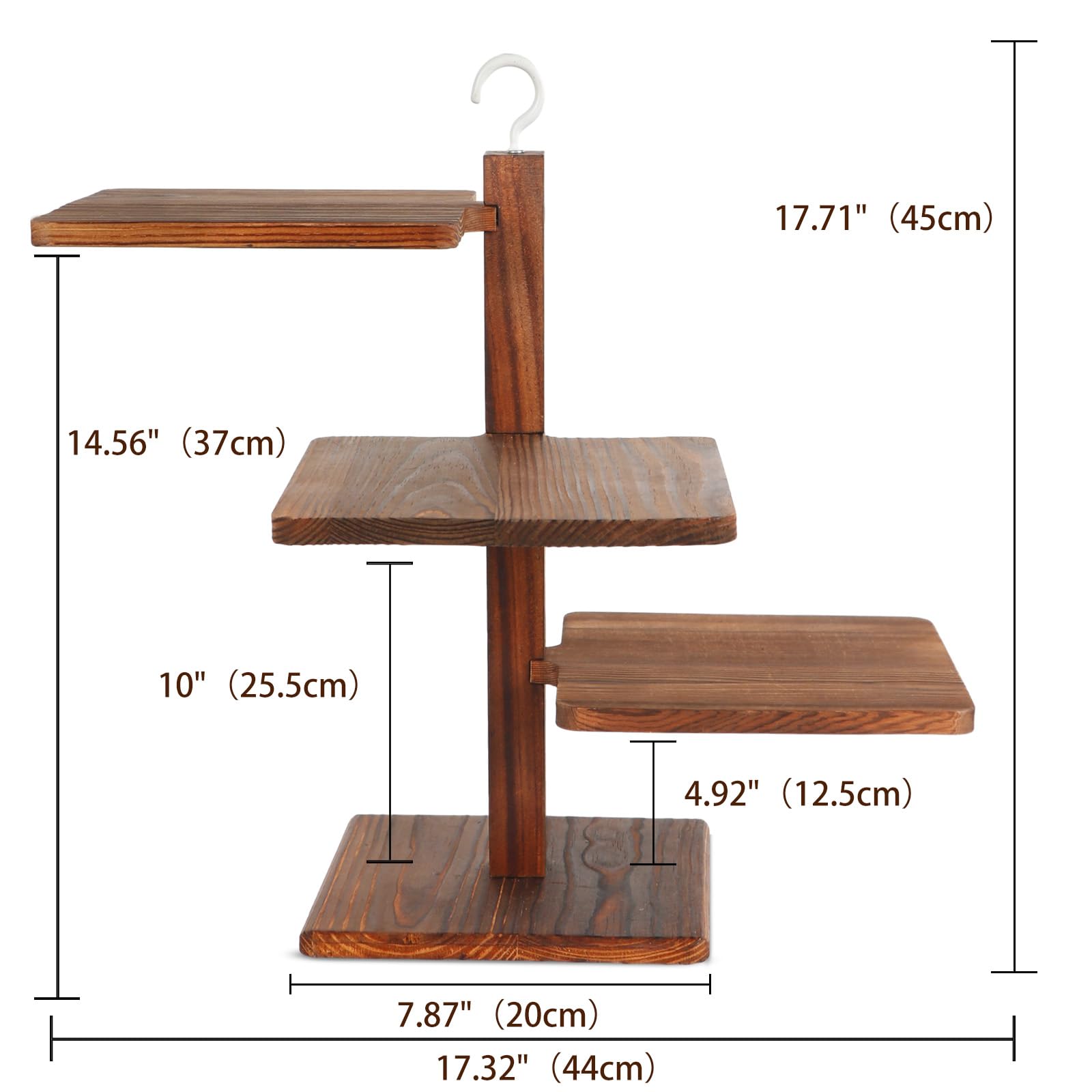 CYAOOI 4 Tier Cupcake Stand Wooden Tiered Serving Tray Cupcake Tower for 24 Cupcakes, Square Rustic Dessert Table Display Set Cake Display Stand for Birthday Graduation Baby Shower Tea Party