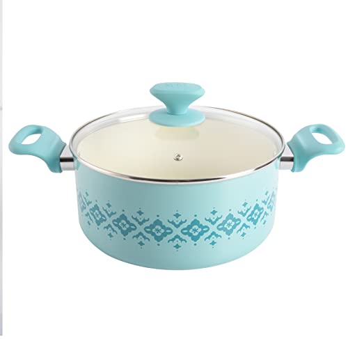 Spice by Tia Mowry Savory Saffron 16-Piece Healthy Nonstick Ceramic Cookware Set - Aqua Blue