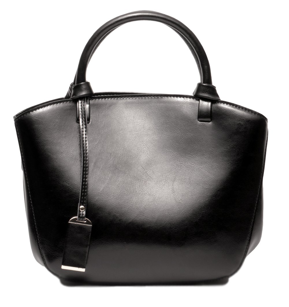 Covelin Genuine Leather Handbag Womens Retro Small Size Tote Shoulder Bag Black