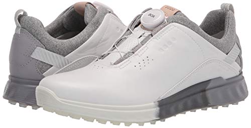 ECCO Women's S-Three BOA Gore-TEX Waterproof Hybrid Golf Shoe, White/Silver Grey, 7-7. 5