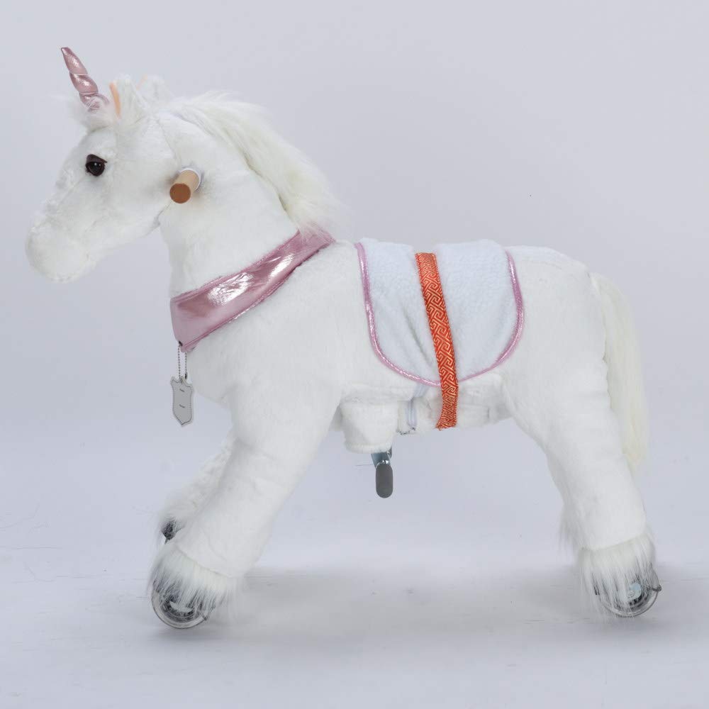 Ufree Small Unicorn Ride on Toy for 3 Years to 6 Years Old, Height 29 Inch Adjustable Pedal for Different Ages Walking Horse Mechanical Moving Horse