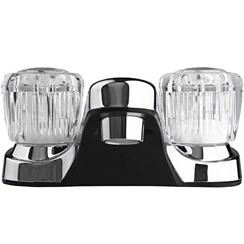 Dura Faucet DF-PL700A-CP RV Bathroom Sink Faucet with Clear Acrylic Knobs - 2-Handle (Chrome)