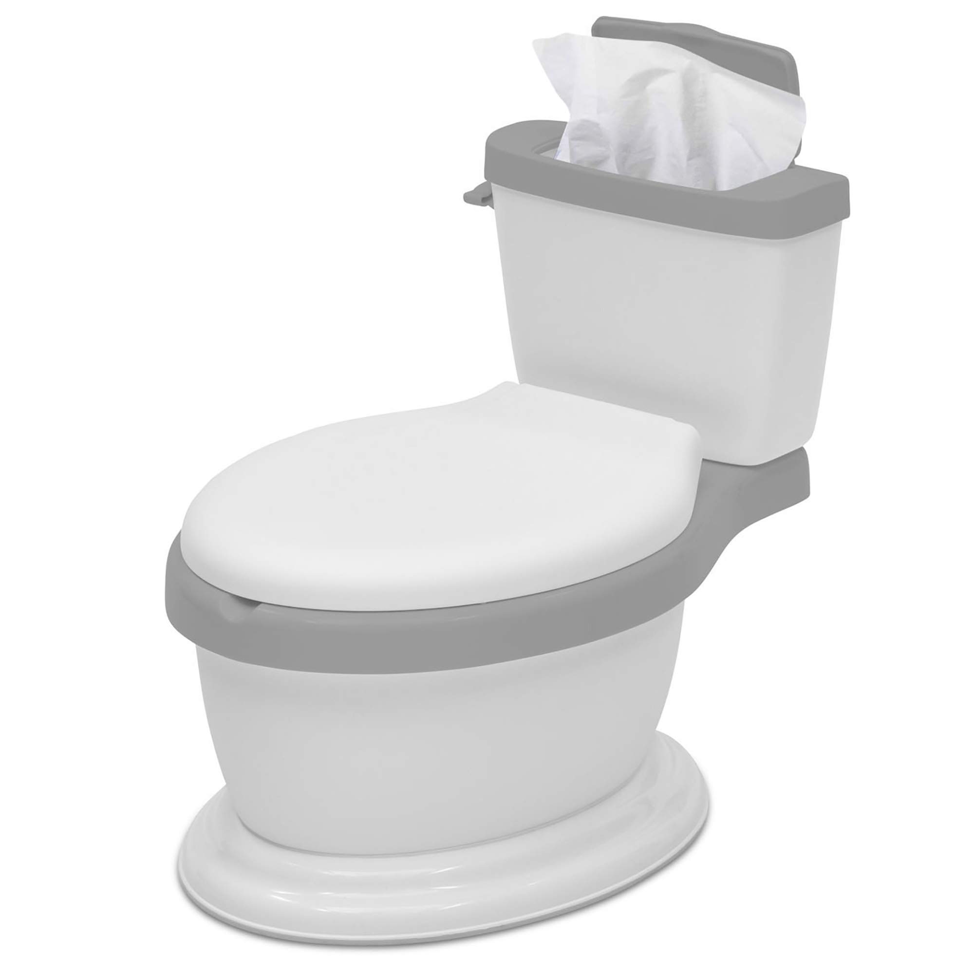 Delta Children Kid Size Potty and Step Stool 2-Piece Set - Realistic Potty and Step Stool Ideal for Potty Training, White/Grey