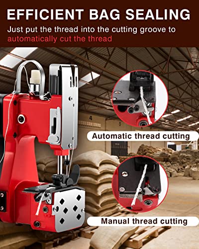 Spolehli Bag Sewing Machine Bag Sealing Machine Bag Closer Bag Closing Machine Bag Stitching Machine Industrial Sewing Machine Bag Sealer Sealing Machine for Sack Woven Kraft Kraft Paper Bag Sealing 110v US plug with CE (Red)