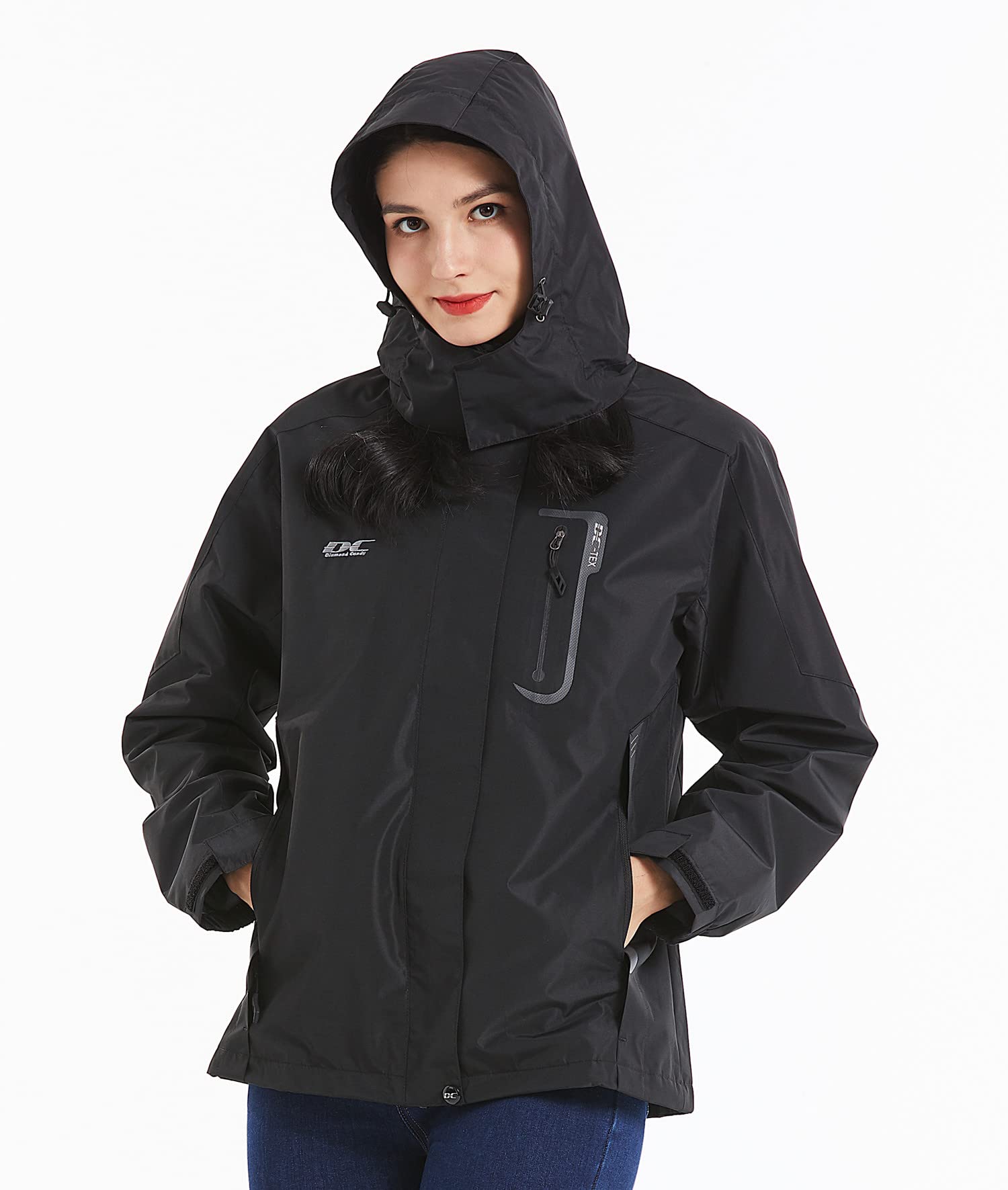 Diamond Candy Waterproof Rain Jacket Women Lightweight Outdoor Raincoat Hooded for Hiking skiing