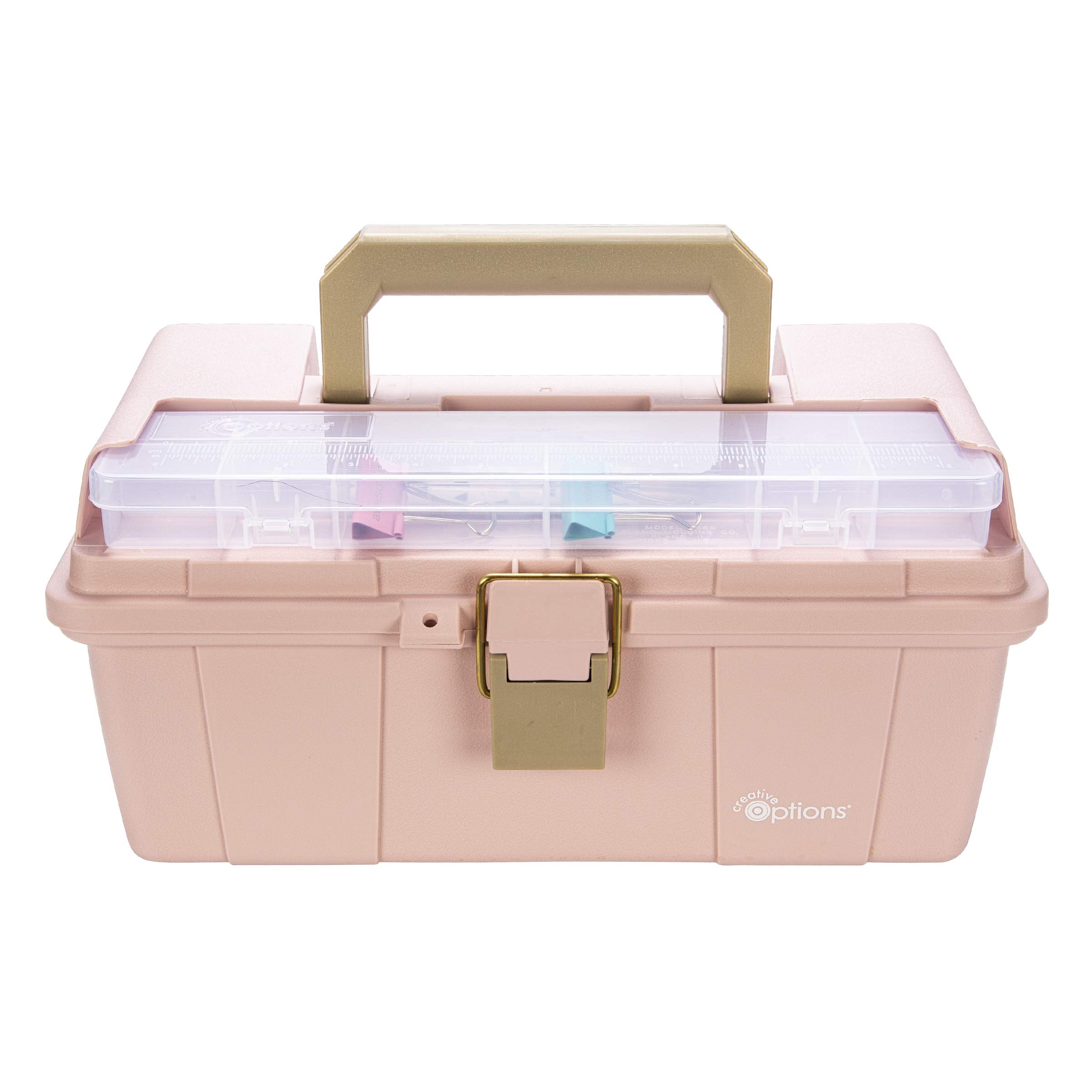 Small Craft Box with Removable Utility | Oranization For Crafts, Small Parts, & Batteries with Brass Latch