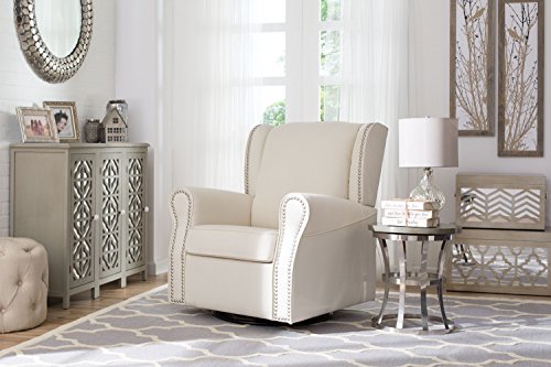 Delta Children Middleton Upholstered Glider Swivel Rocker Chair, Cream