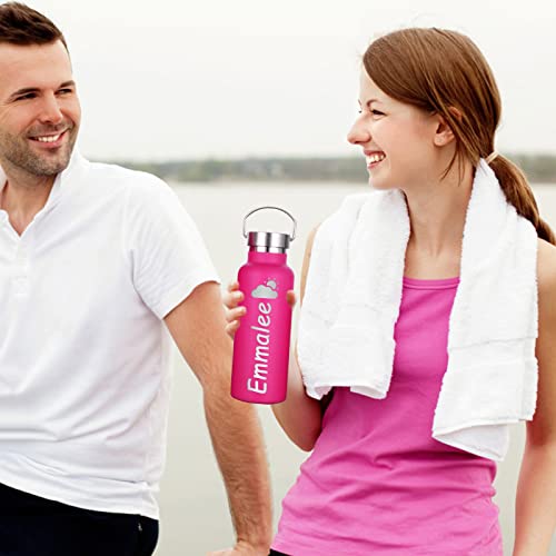 Personalized Water Bottles with Straw, Custom Insulated Water Bottle Engraved Name Text for Women Men Girls Boys-12oz/26oz