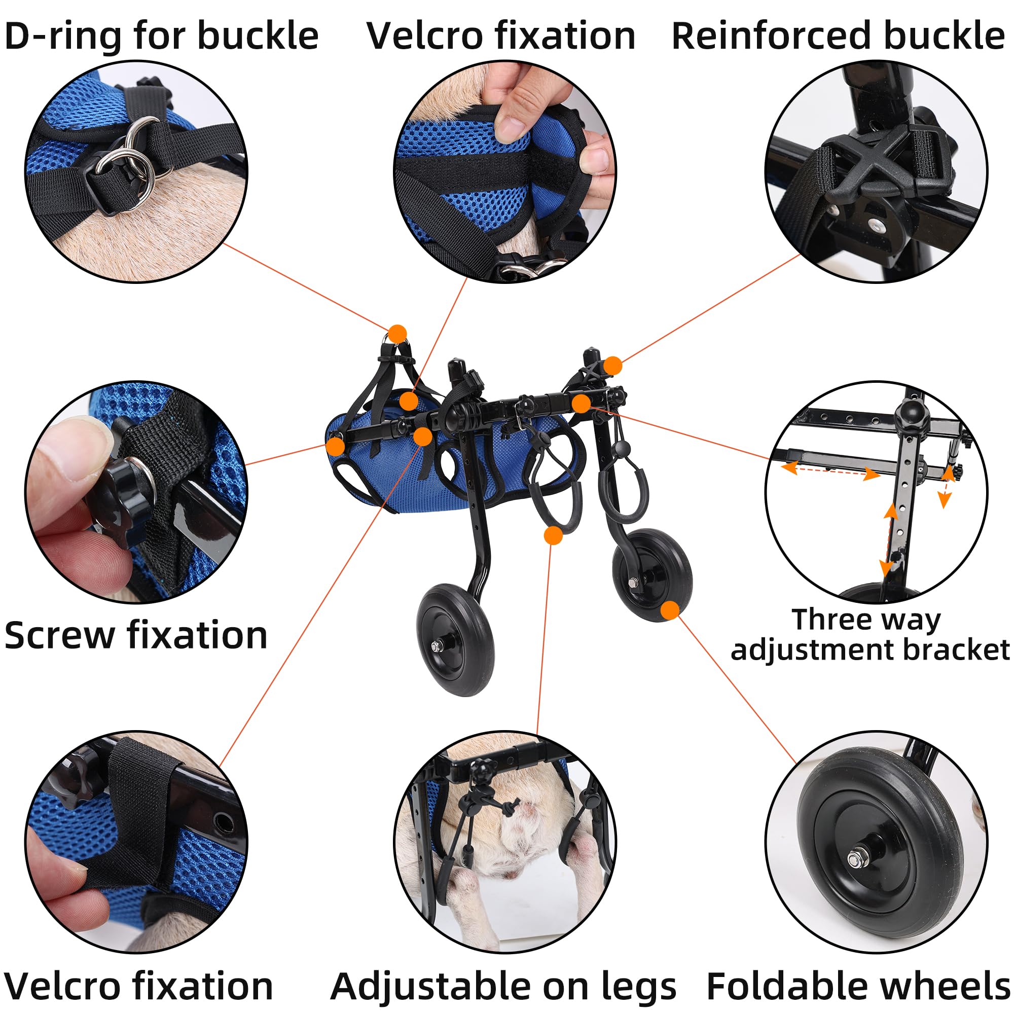 Small Dog Wheelchair for Back Legs, Adjustable Dog Wheelchairs - Mobility Aids for Disabled Pets, Dog Leg Brace and Hip Support