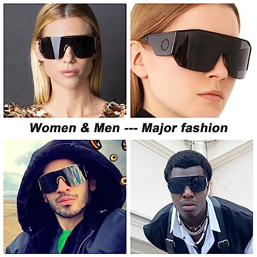 FEISEDY Oversized Square One Piece Frameless Stylish Sunglasses Women Men Luxury Shades B4043