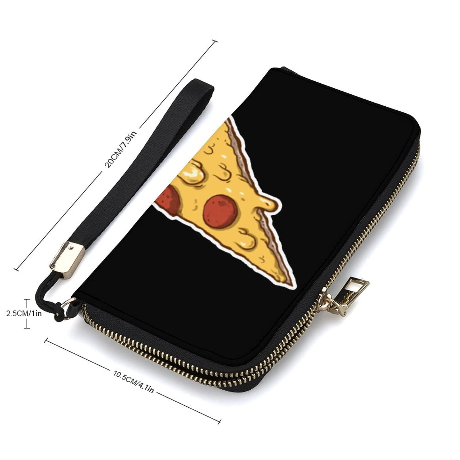 FunnyStar Cool Thunder Cheesy Pizza Women's Long RFID Hand Wallet Wristlet Clutch Purse PU Leather Handbag with Wrist Strap