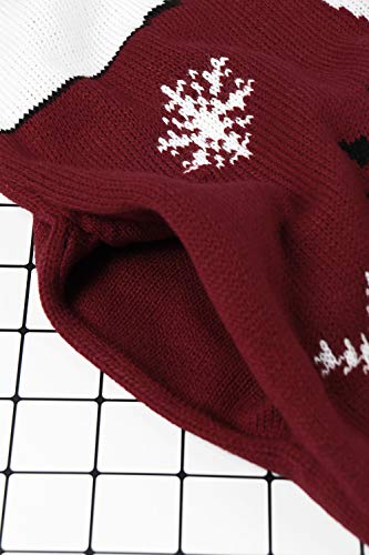 Pink Queen Women Oversize Turtleneck Santa Snowman Christmas Pullover Sweater Dress L Wine Red
