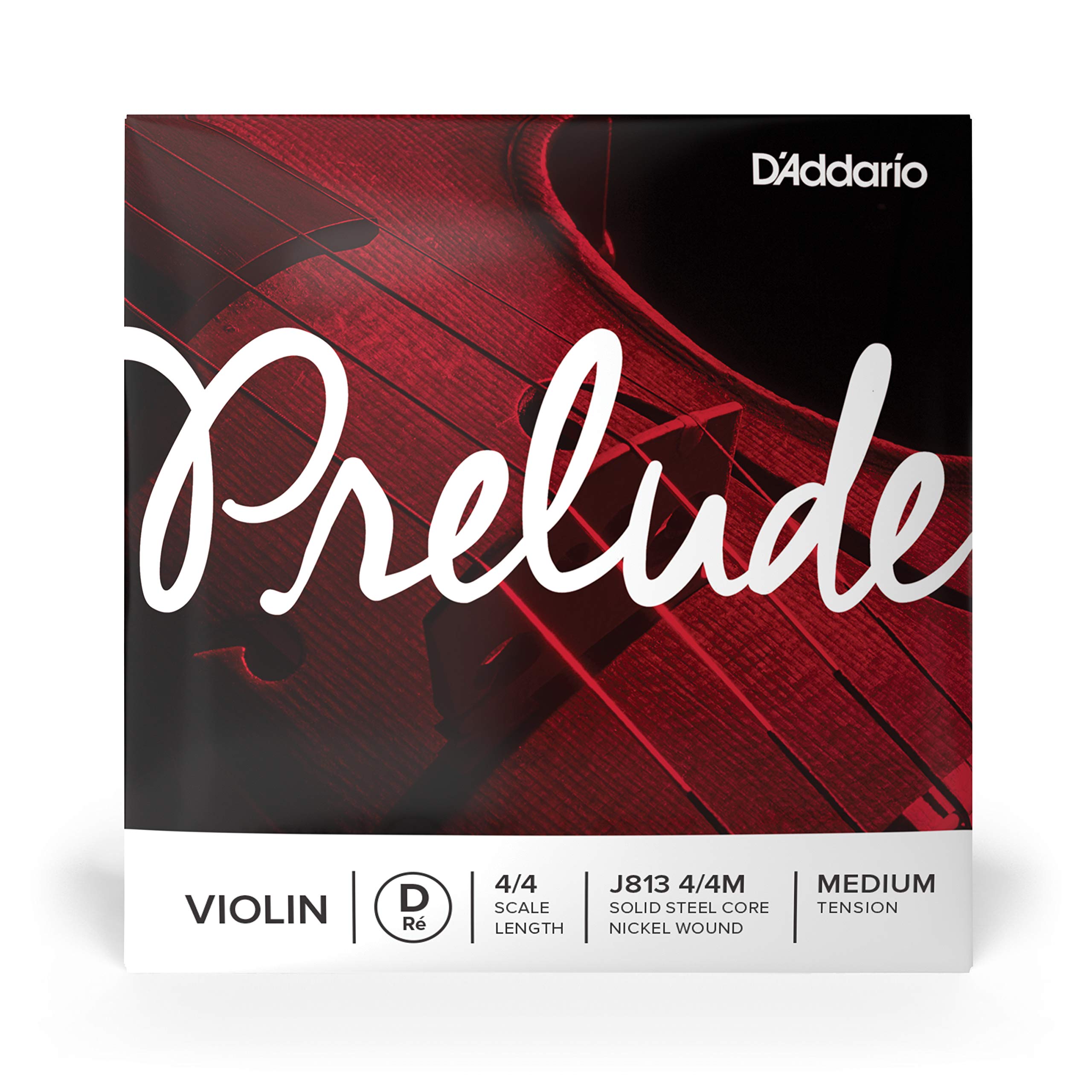 D'Addario Prelude Violin Single D String, 4/4 Scale, Medium Tension - J813 4/4M - Solid Steel Core, Warm Tone, Economical and Durable ā Educatorās Choice for Student Strings