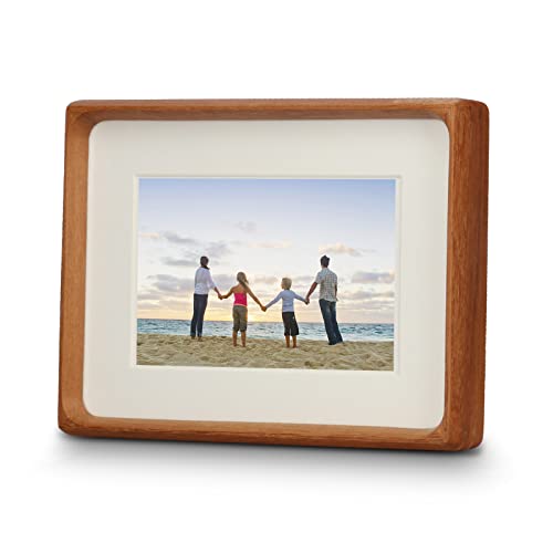 Youncewooder 6x8 Picture Frame, Display 4x6 Picture with Mat, Natural Teak Picture Frame Display Horizontal or Vertical for Tabletop and Wall
