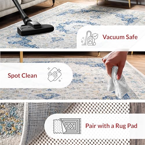 nuLOOM Paisley Verona Vintage Persian Area Rug, 6' 7" x 9' Oval, Blue