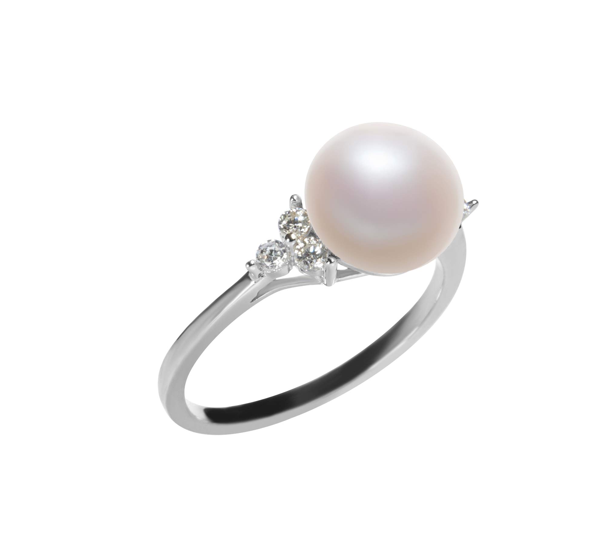 Dacey White 8-9mm AAA Quality Freshwater 925 Sterling Silver Cultured Pearl Ring For Women - Size-5