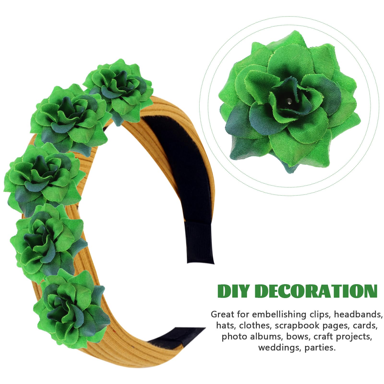 ULTNICE Artificial Faux Flower Heads Home Garden Party Decor 50pcs(Dark Green)