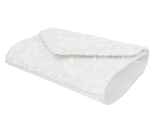 Clutch Purse Handbag Evening Bag Lace Messenger Bag Wedding Party Bag (White)