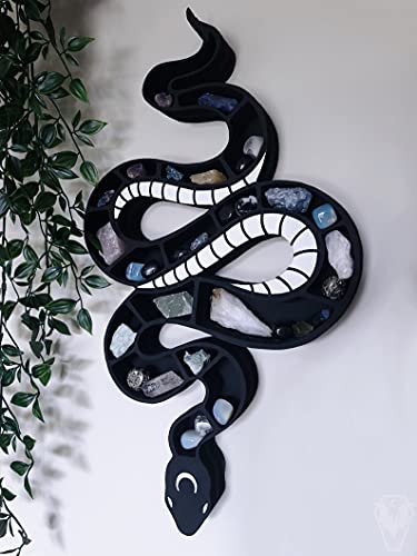 XLAQ Crystal Snake Shelf, Moon Shelf for Crystal Display, Organizer Decorative for Living Room, Moon Crystal Shelf Display for Stones, Goth Halloween Decoration Storage Rack Spooky Decor