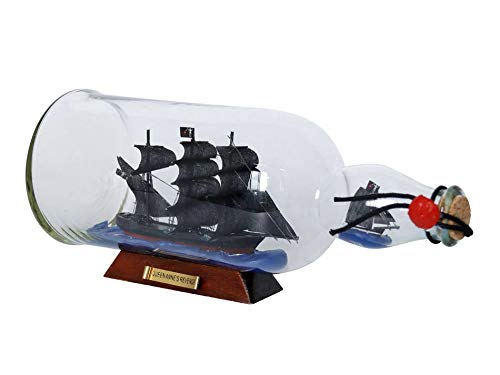 Hampton Nautical Blackbeard's Queen Anne's Revenge Model Ship in a Glass Bottle 11" - Famous Pir