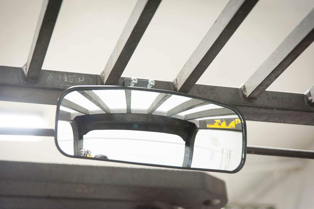 Deluxe Rear View Mirror for Forklifts, Fits 3/16" - 1" Roll Cage, Toyota, Hyster, Yale, etc.