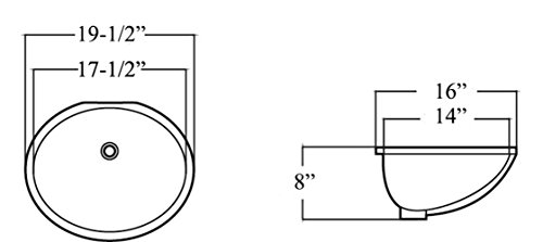 KINGSMAN 19" Classic Oval Modern Undermount Vitreous Ceramic Overflow Lavatory Vanity Bathroom Single Bowl Vessel Sink - Pure White (19.5 INCH)
