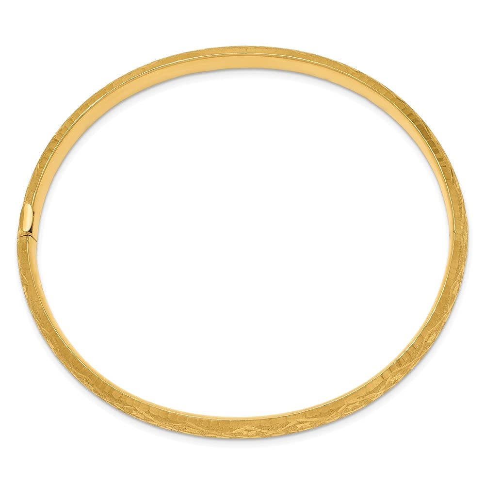 Diamond2Deal Solid 14k Yellow Gold Diamond-cut Hinged Women Bangle