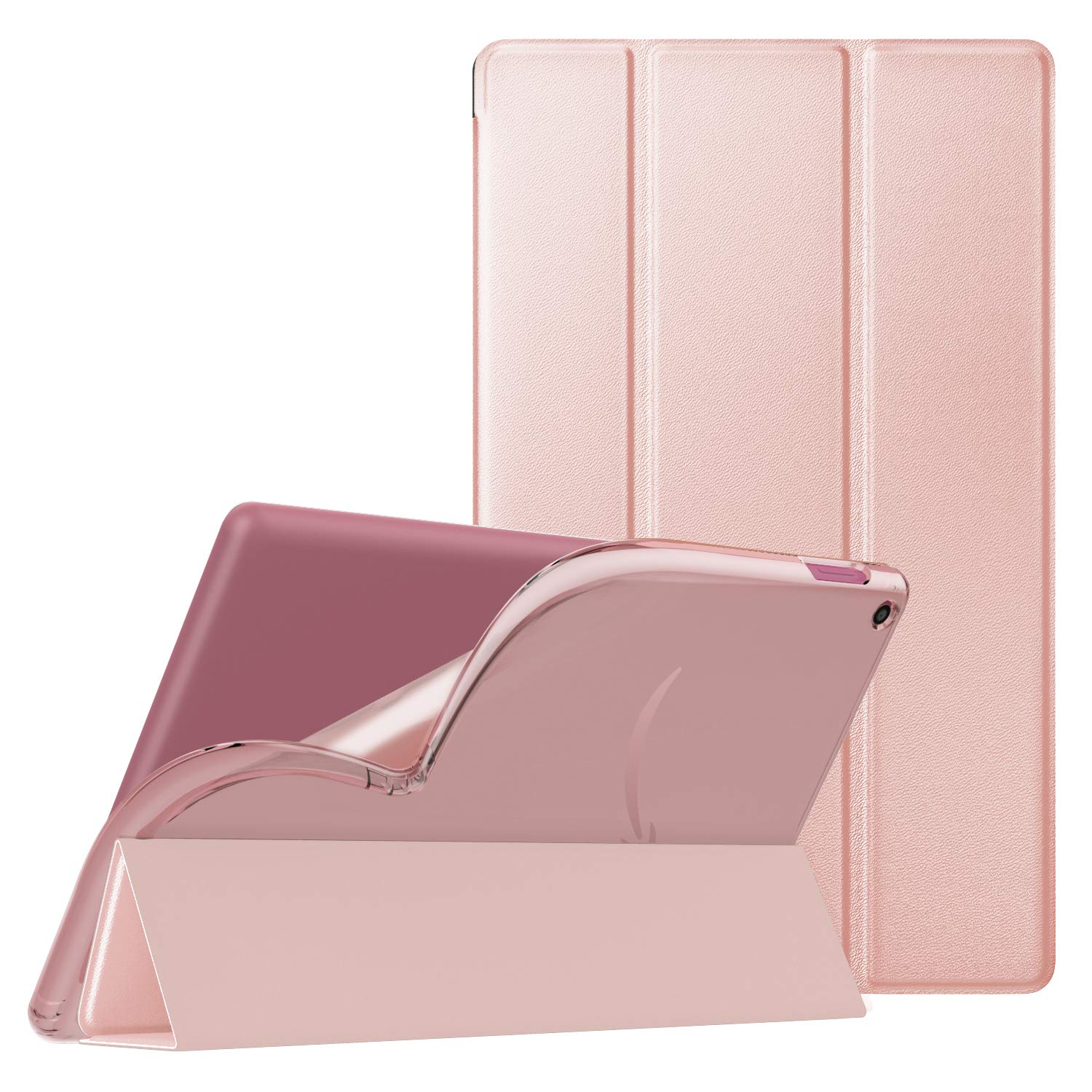 Dadanism All-New Fire HD 10 Tablet Case(9th Generation - 2019 Release) / (7th Generation - 2017 Release), [Flexible TPU Translucent Back Shell] for Fire HD 10.1 Inch Cover - Rose Gold