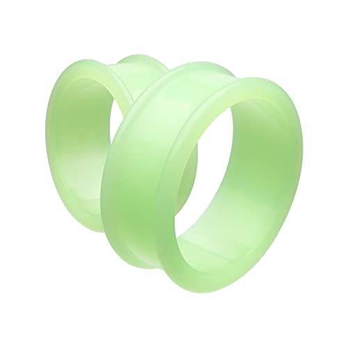 Covet Jewelry Glow in the Dark Supersize Flexible Silicone Double Flared Ear Gauge Tunnel Plug (1-1/4" (32mm))
