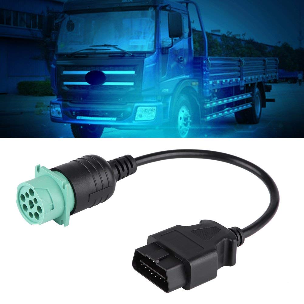 Diagnostic Scanner Cable Adapter, 9 Pin to 16 Pin OBD2 Diagnostic Scanner Cable Adapter for Cummins Engine