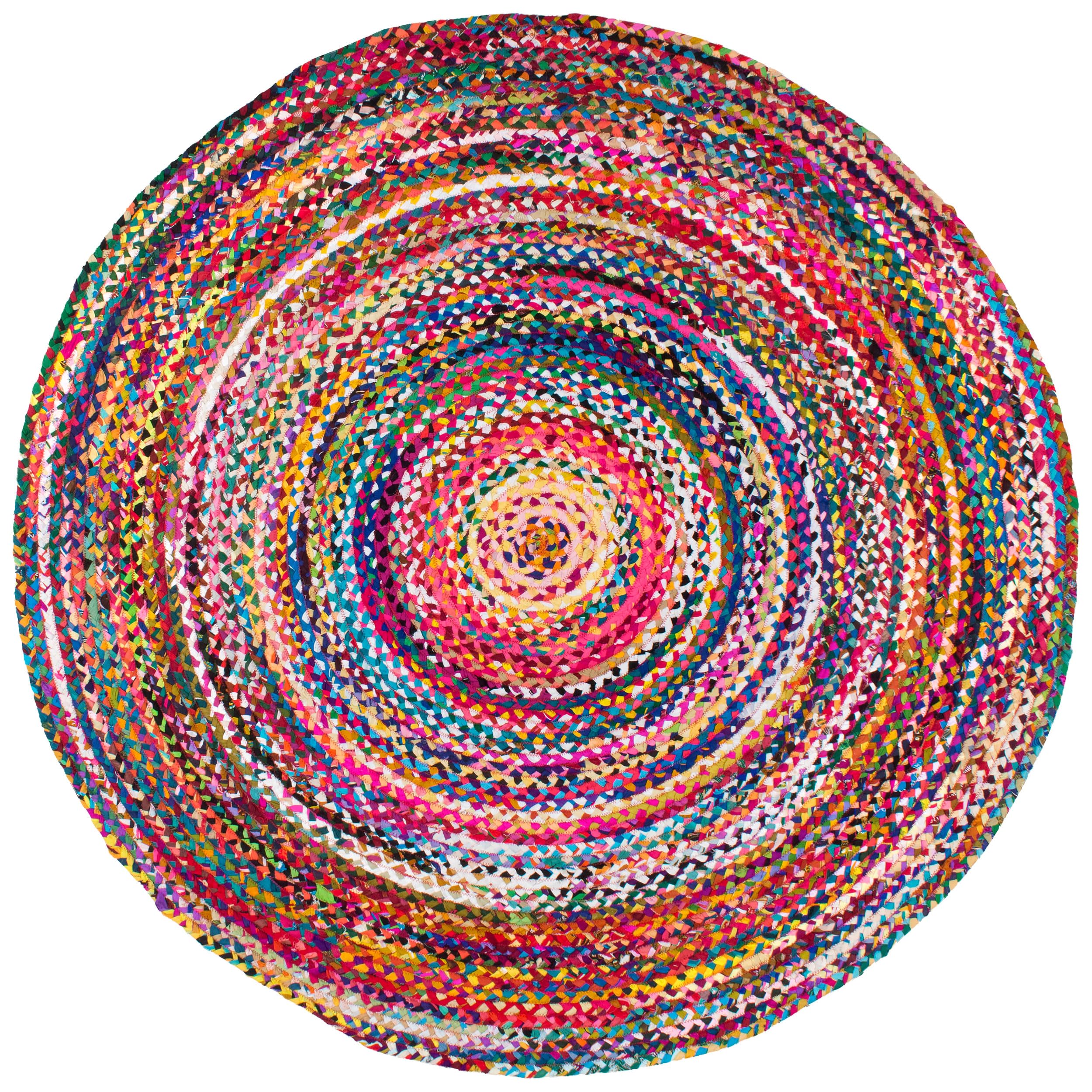nuLOOM Tammara Bohemian Hand Braided Area Rug, 4' Round, Multi