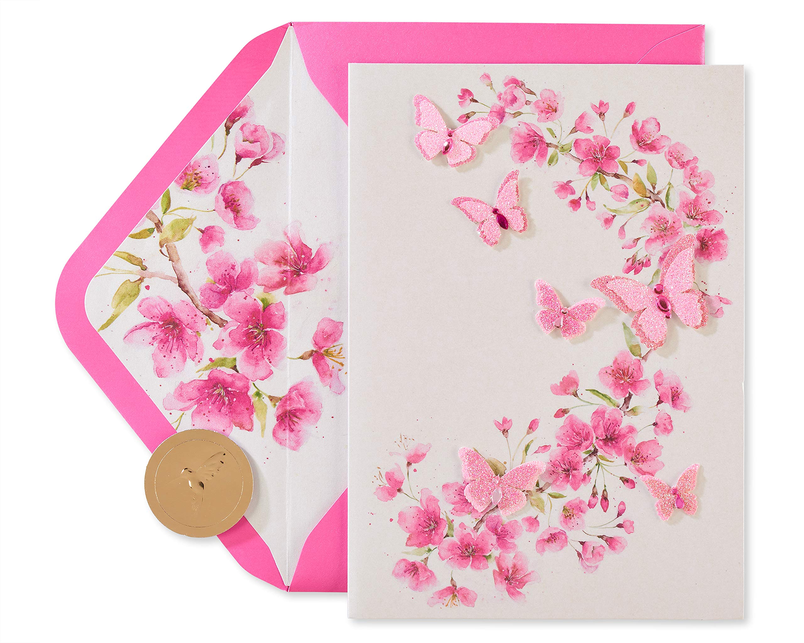 Papyrus Blank Card for Her (Pink Glitter Butterflies)