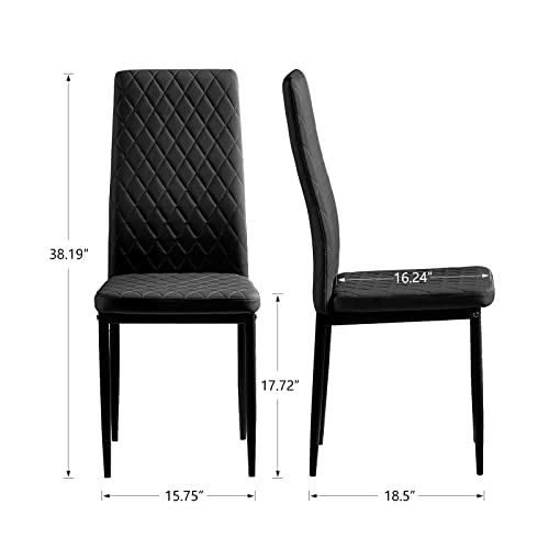 Lecut Modern Dining Chairs Set of 6 with PU Leather Seat and Metal Legs Mid Century Kitchen Dining Room Chairs with High Back for Restaurant and Living Room (Black)