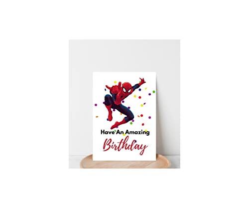 Have An Amazing Birthday, Spiderman" Inspired Birthday Card, 7x5 inch Card with Envelope.
