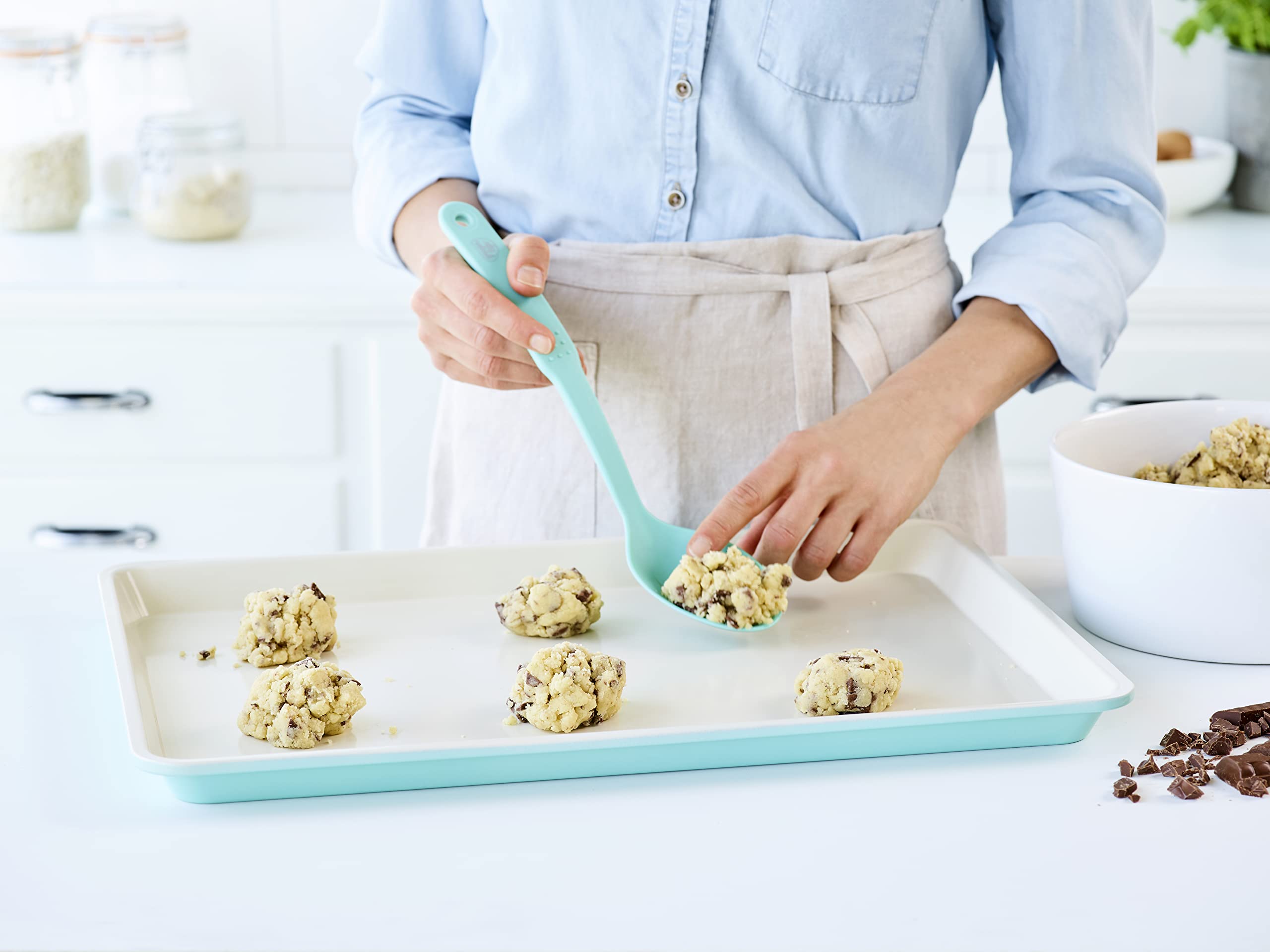 GreenLife Bakeware Healthy Ceramic Nonstick 18" x 13" Half Cookie Sheet Baking Pan, PFAS-Free, Turquoise & Bakeware Healthy Ceramic Nonstick, 12 Cup Muffin and Cupcake Baking Pan, PFAS-Free, Turquoise