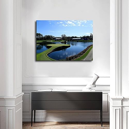 CZWEN TPC Sawgrass Golf Course Wall Art for Living Room Bedroom Office Wall Decor - USA Golf Course Picture Poster Framed Artwork Canvas Prints Golf Art (unframed,12x18 inch)