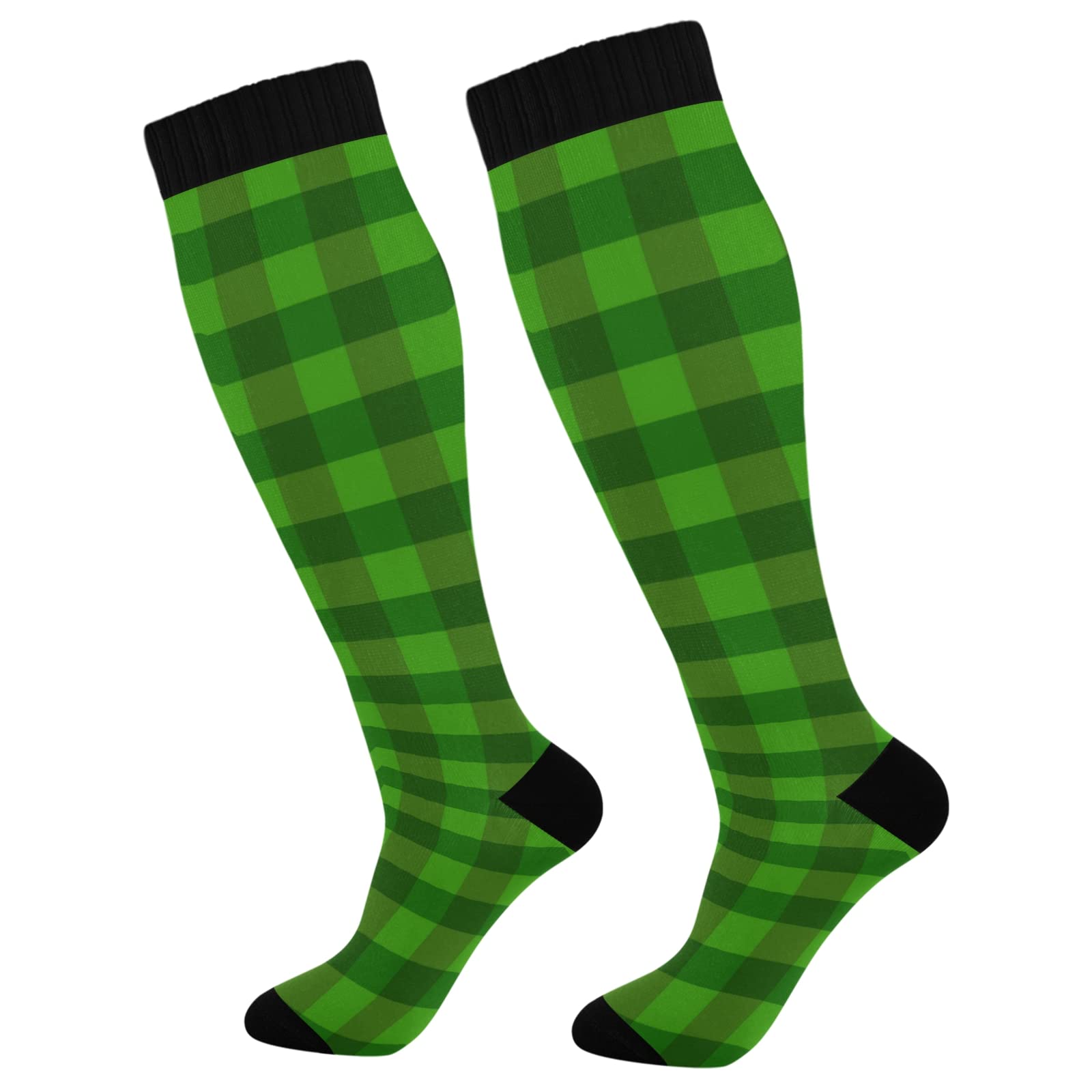 Green Plaid (1) Compression Socks for Women & Men Circulation-Best for Running,Nurse,Travel,Cycling