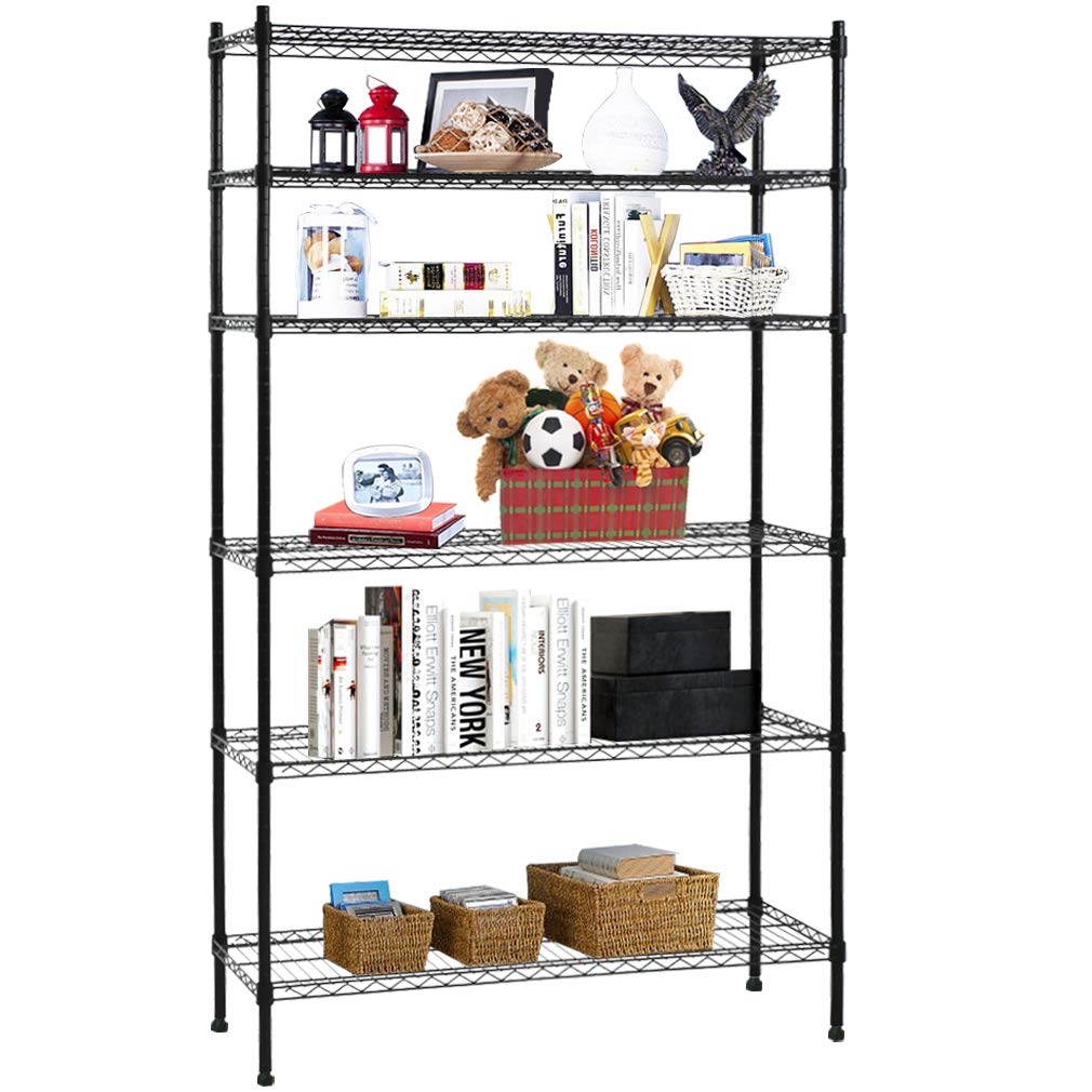 Storage Shelves Wire Shelving Unit Garage Shelving 6 Tier Height Adjustable 1500LBS Weight Capacity Heavy Duty Metal Shelf NSF Utility Steel Commercial Grade Shelving Rack for Garage Pantry Kitchen