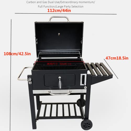 DADHI Trolley Smoker Durable Collapsible Charcoal BBQ Grill,Charcoal-Fueled BBQ Grill with Bottom Shelf
