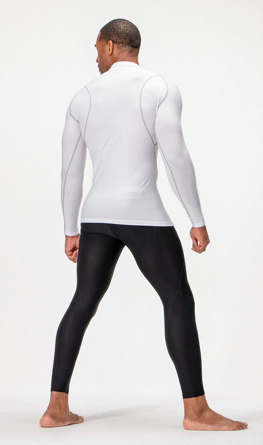 DEVOPS 3 Pack Men's UPF 50+ Long Sleeve Compression Shirts, Water Sports Rash Guard Base Layer, Athletic Workout Shirt (Large, White/White/White)