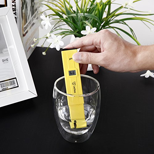 Jellas Pocket Size pH Meter Digital Water Quality Tester for Household Drinking Water, Swimming Pools, Aquariums, Hydroponics, pH Measurement for 0-14.0 pH, Β± 0.1 Accuracy, 0.1 Resolution.(Yellow)