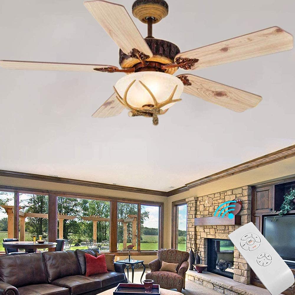 D52inch Antler Chandeliers Fan Light Rustic Ceiling Fan Fandelier Ceiling Fan Chandelier Ceiling Fan cieling fan With remote control flush mount ceiling fan