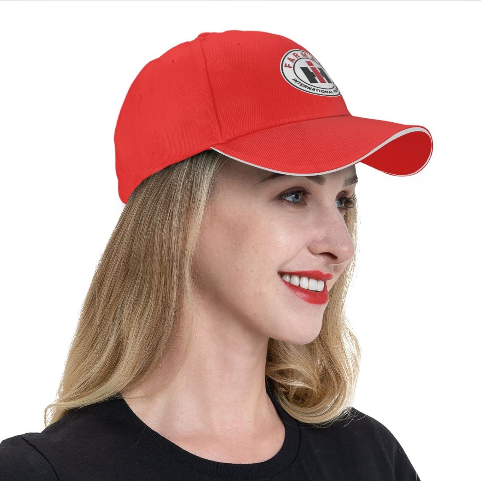 Farmer International Harvester Case Baseball Hat Funny Sports Hats Trucker Cap Retro Adjustable Magic Buckle Dad Caps Red