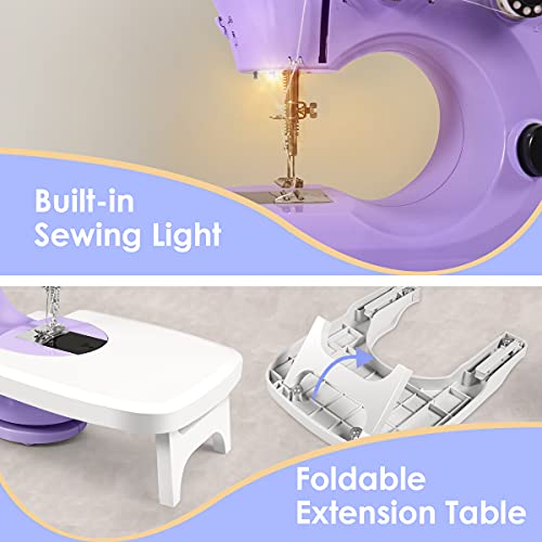 Sewing Machine, Portable Sewing Machine for Beginners with Light and Extension Table, Easy to Use & Safe for Kids, Best Gifts Suitable for DIY Home Travel, Space Saver