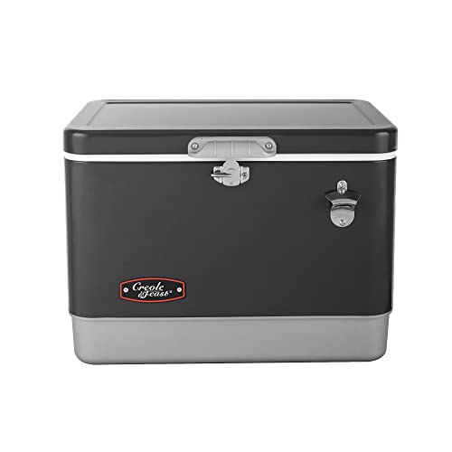 Creole Feast 54-Quart Portable Cooler, 4-Day Ice Retention Chest Box for Camping, Sports Activities, Fishing, BBQ and Beach Blast, Dark, CL5401D