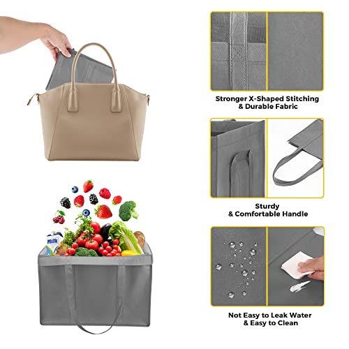 MAXCYCLE Reusable Grocery Bags 10 Pack Large Durable Foldable Shopping Tote Bags with 10 Removable Bottoms For Groceries